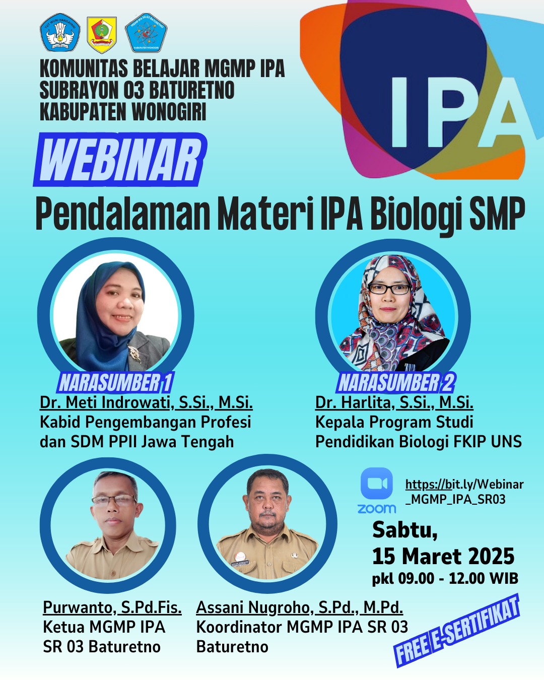 PPII Jawa Tengah dan MGMP IPA Baturetno Wonogiri Sinergi Selenggarakan Webinar Komunitas Belajar
